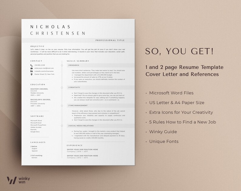 Functional Resume Template, Skills Based Resume, Cv Template Word ...
