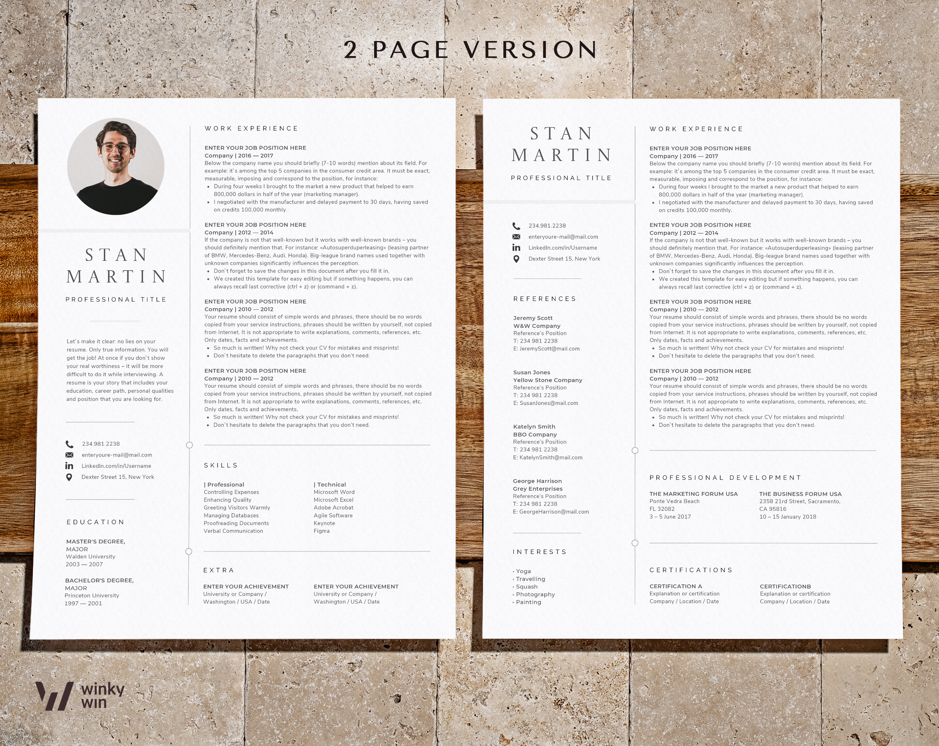 Canva Resume Template, Cv Template Canva, 2 Page Resume for Canva ...