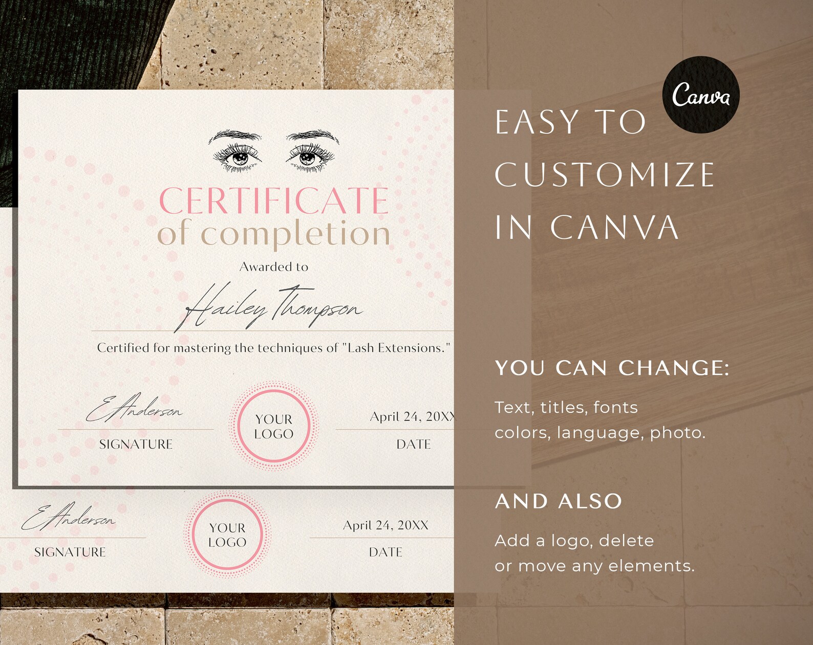 Lash Certificate of Completion Template Canva, Lash Course Award Brow ...