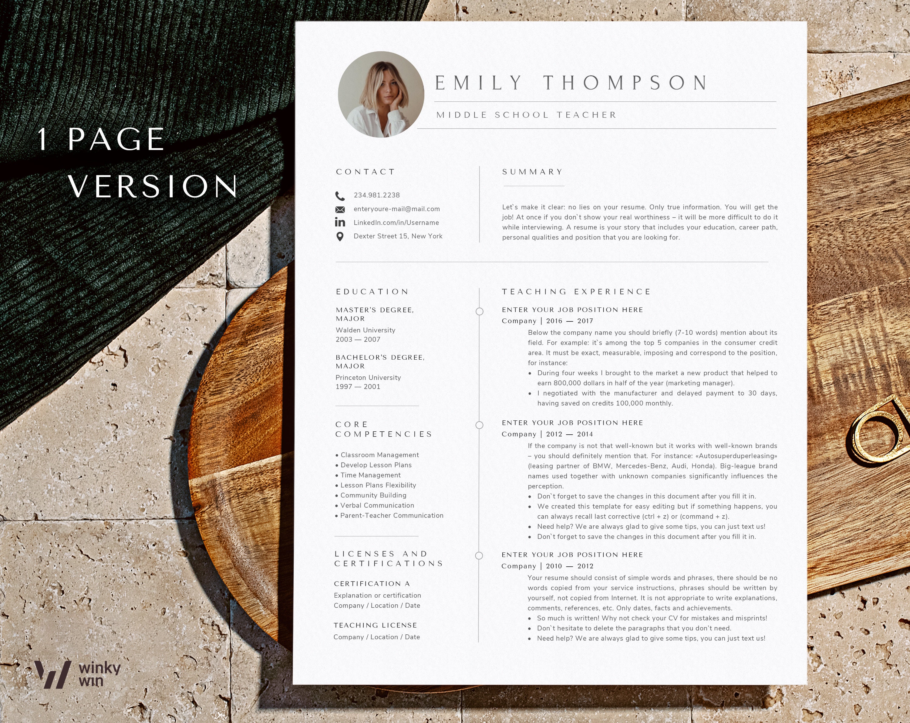 Elementary School Teacher Resume Template Word & Pages - Etsy