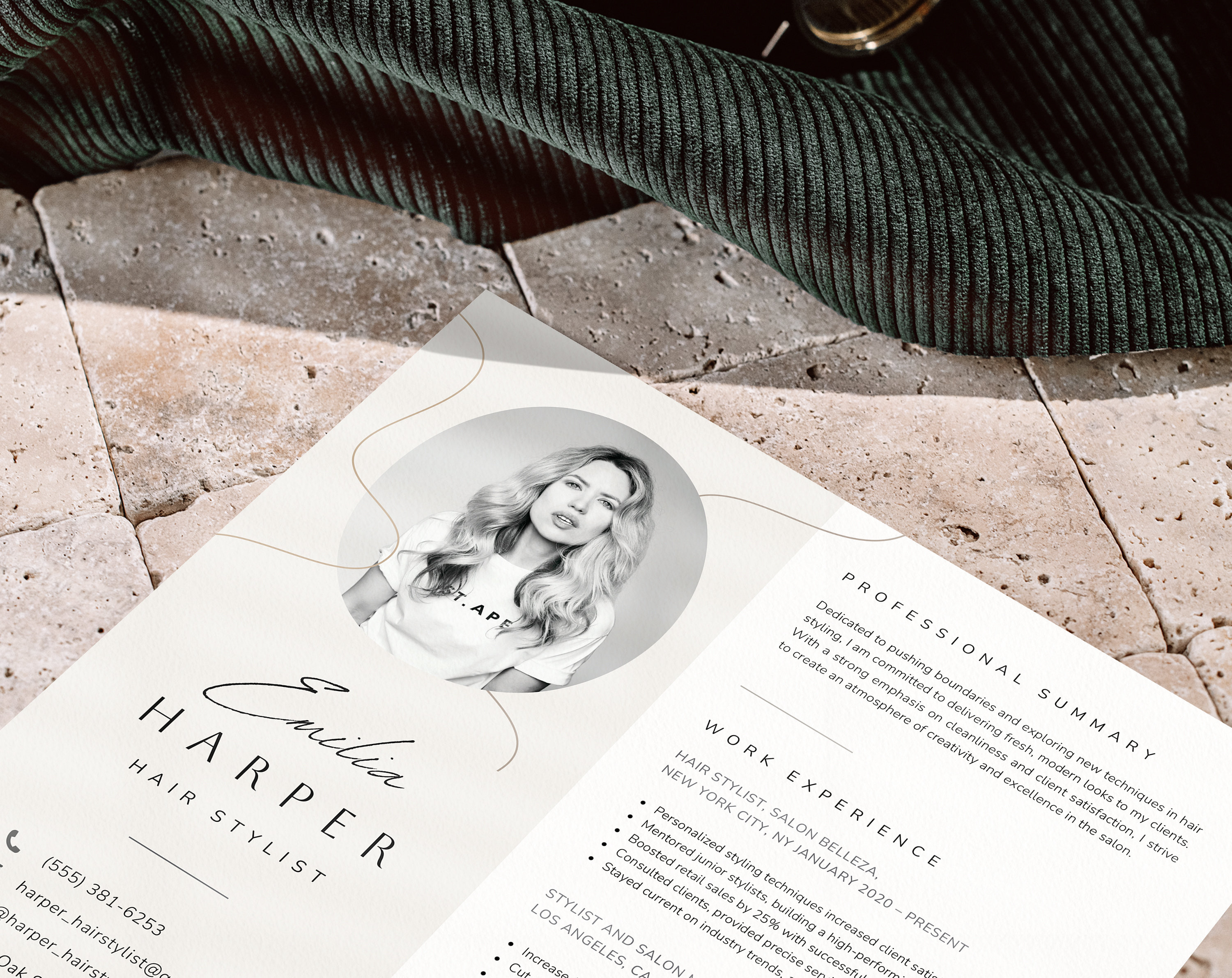 Hair Stylist Resume CV Template for Hairstylist, Hair Colorist Resume ...