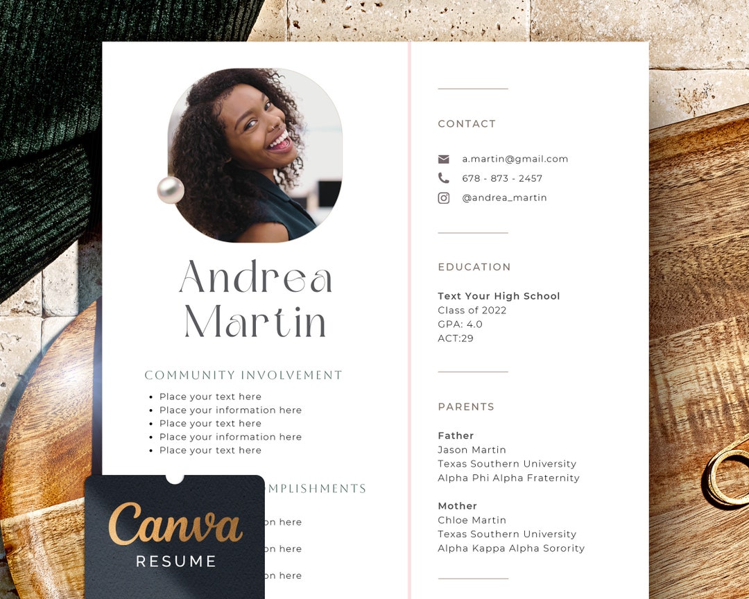 Alpha Sorority Resume Template, Minimalist Resume With Pearl, Sorority ...