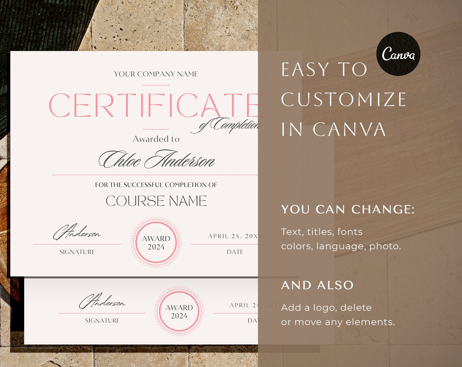 Certificate of Completion Template Canva, Nail Certificate Beauty ...