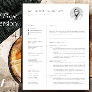 Modern School Teacher Resume Template Word, Google Docs and Pages, Best ...
