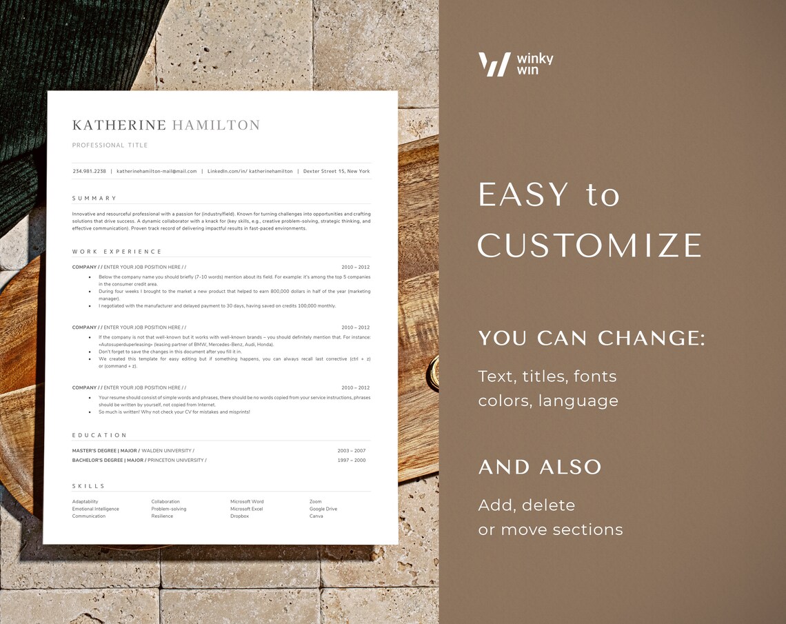 Executive Resume Template Ats Friendly, Professional ATS Resume ...