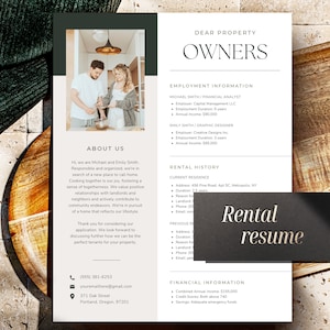 Tenant Resume Template - Rental Application CV, Creative Rental Cover ...