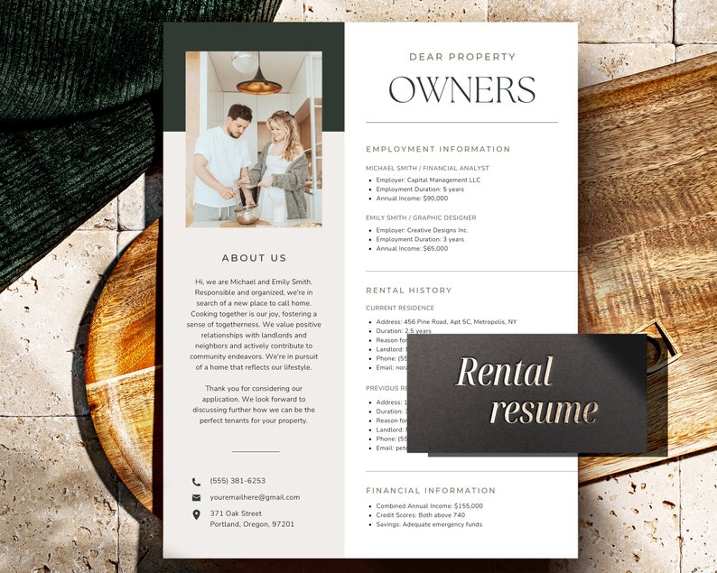 Tenant Resume Template - Rental Application CV, Creative Rental Cover ...