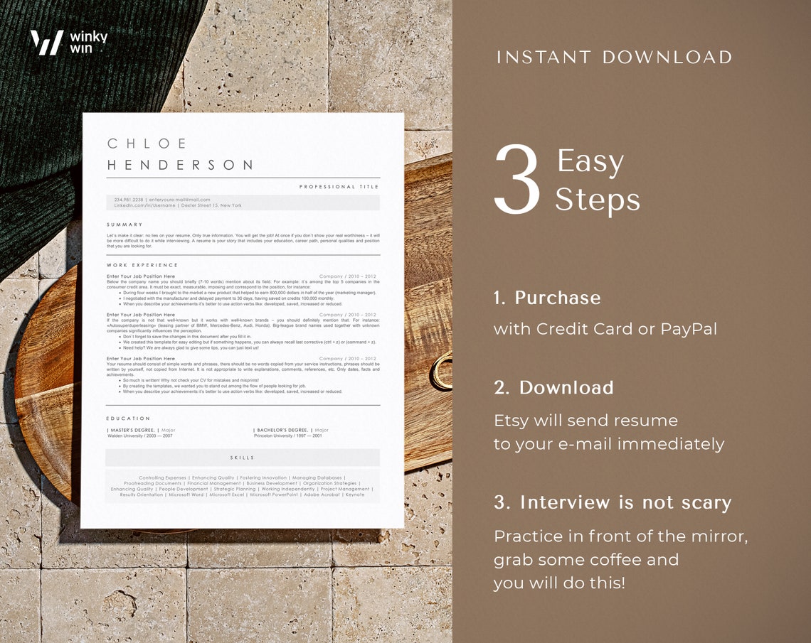 ATS Resume Template for Word Pages Google Docs ATS Friendly - Etsy