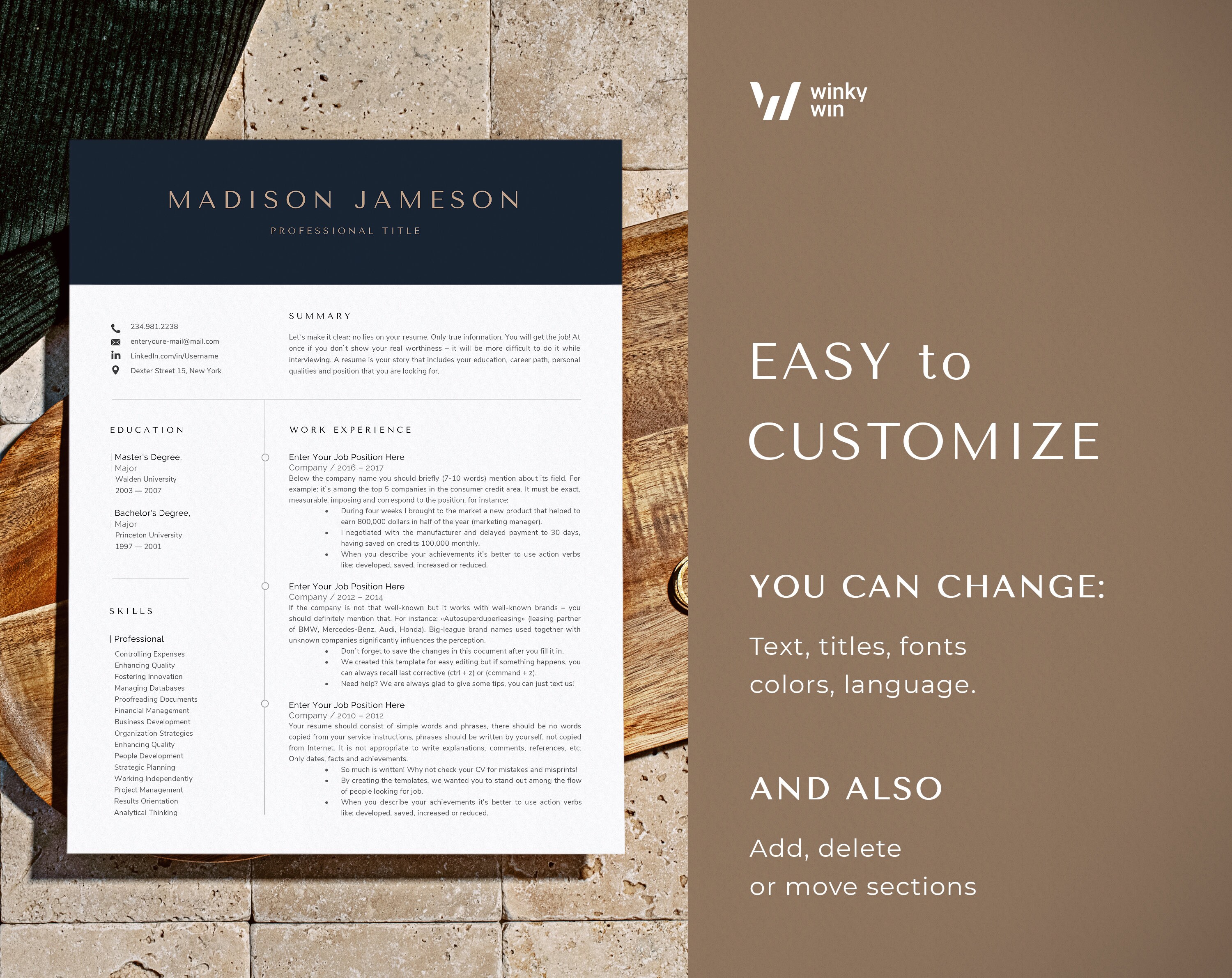 Gold Resume Template, Conservative and Strong Cv Template Format ...