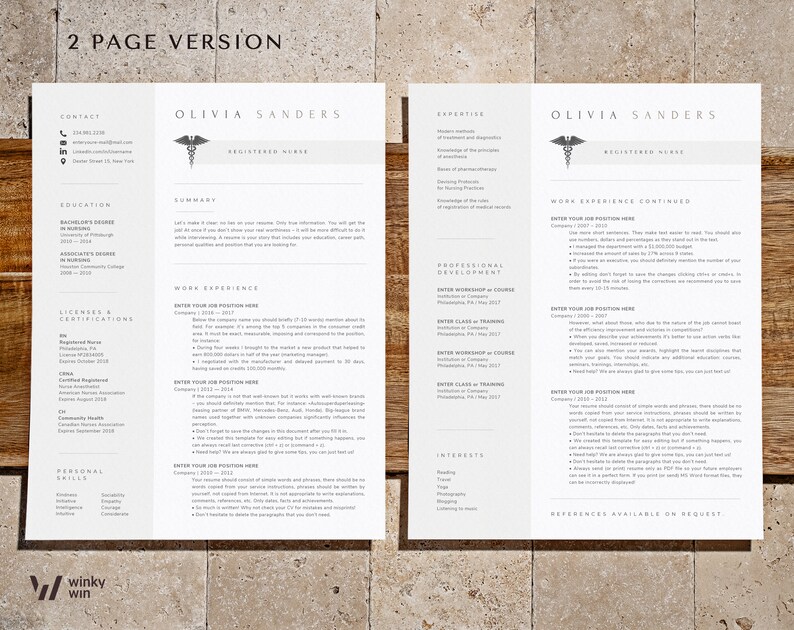 Registered Nurse Resume Template Word Pages Resume Nurse, Nursing ...