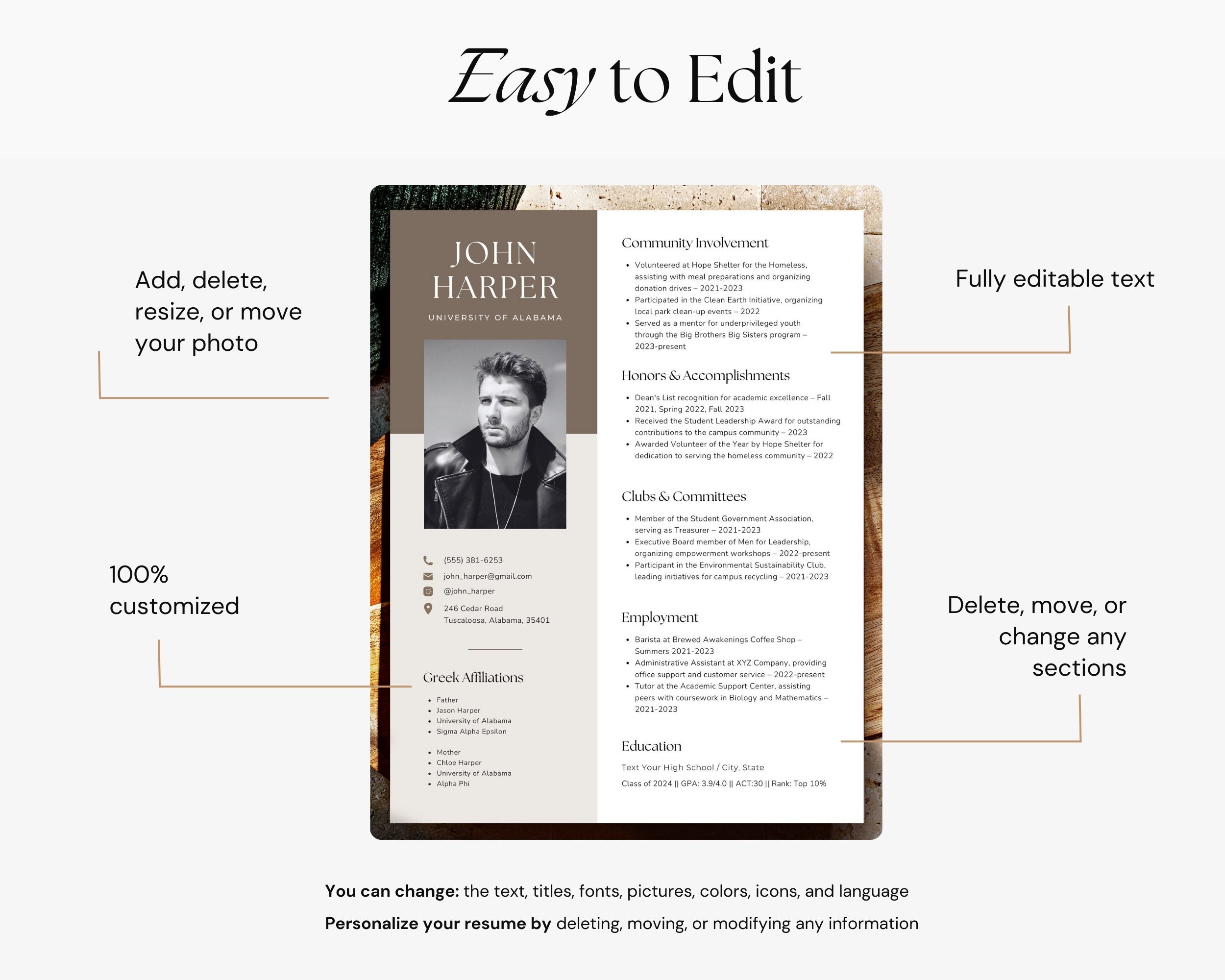 Fraternity Resume Templates for Canva, Rush Resume Design, Fraternity ...