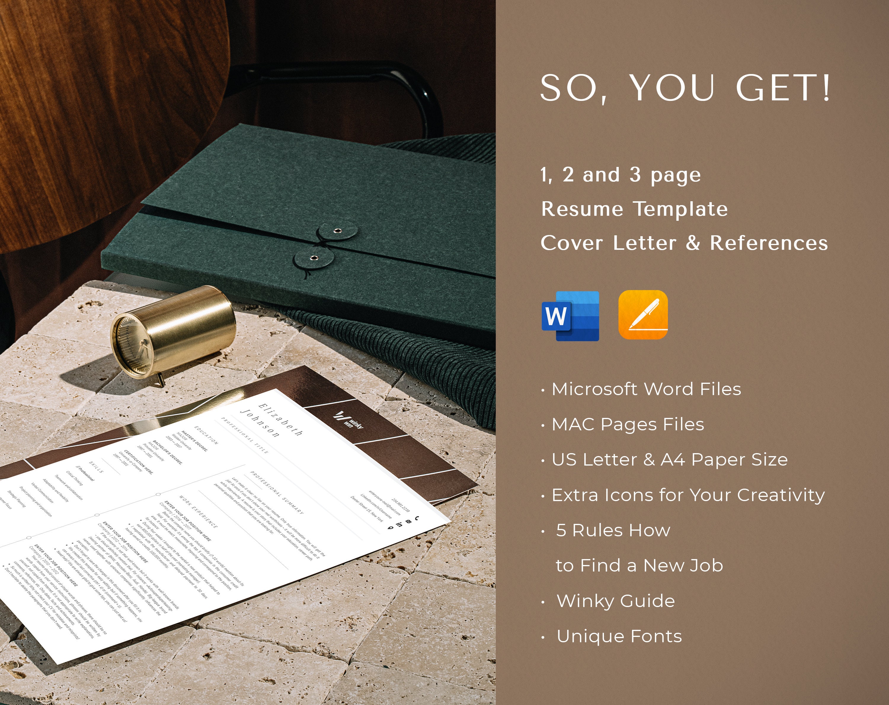 Cv Template Word, Resume and Cover Letter Template Pages Word Resume ...