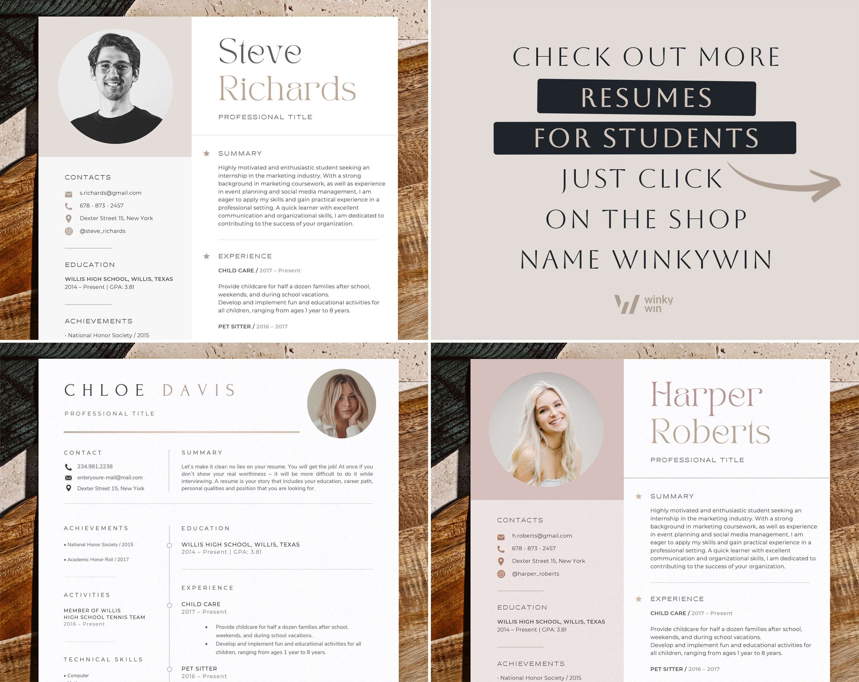 High School Resume Template Canva Students, College Resume With No Work ...