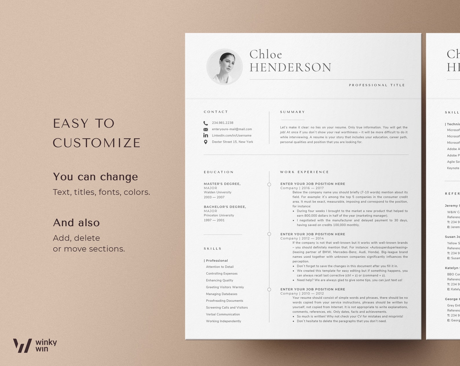 Professional Resume + Best Fonts for Resume 2025, Cv Template Word ...