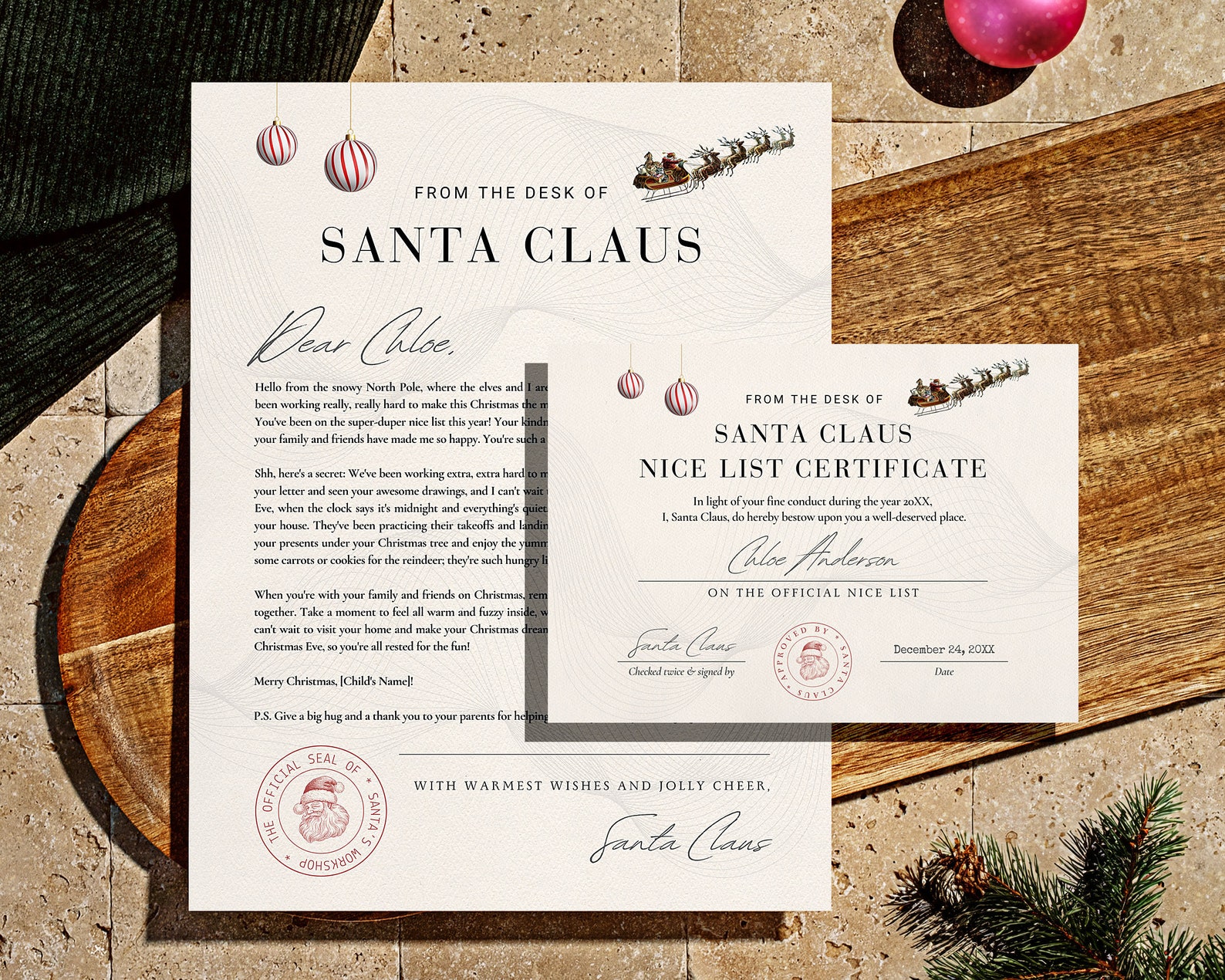 Editable Official Letter From Santa Claus, Nice List Certificate Santa ...
