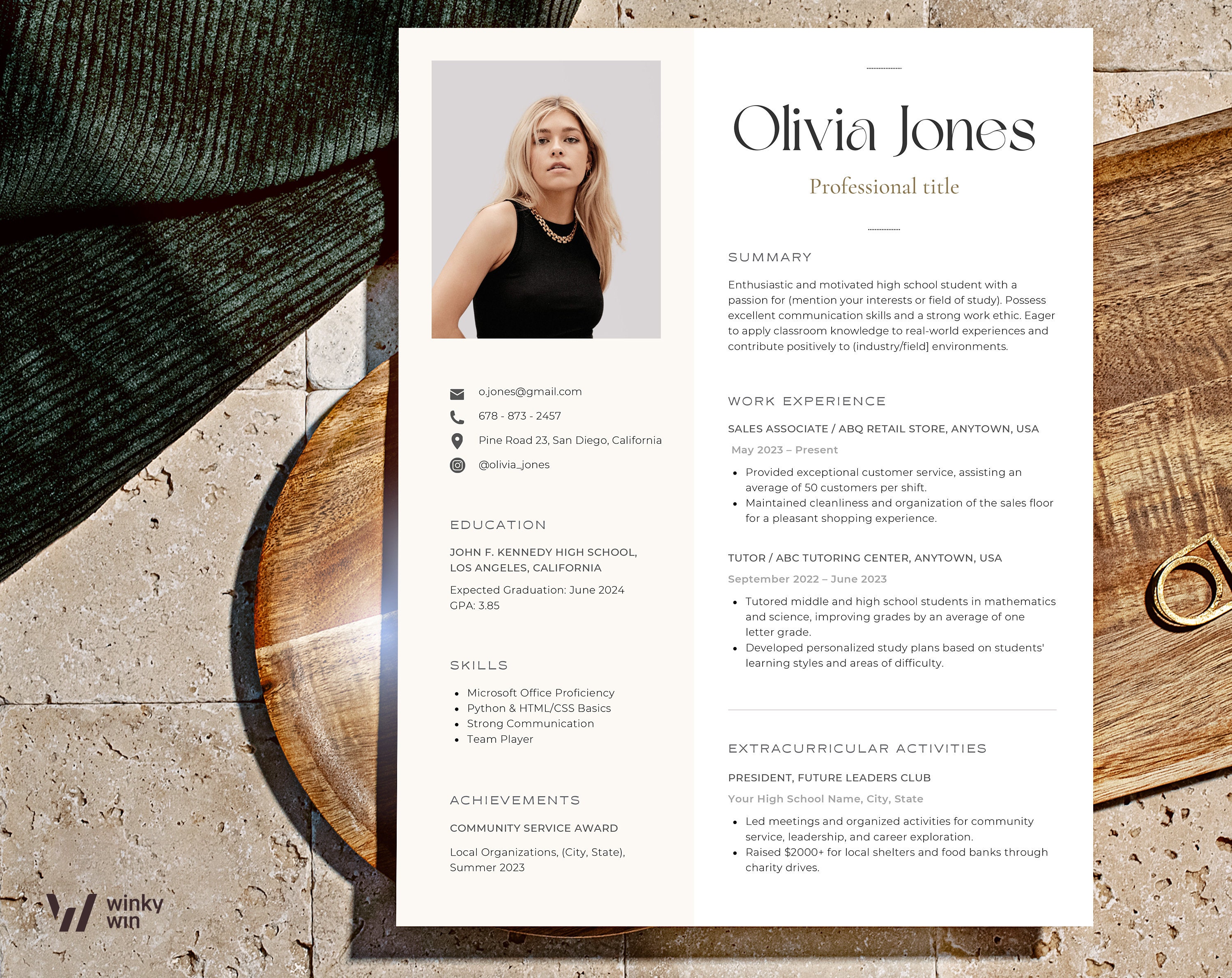 High School Resume Template With Photo, High School Student Resume, Cv ...