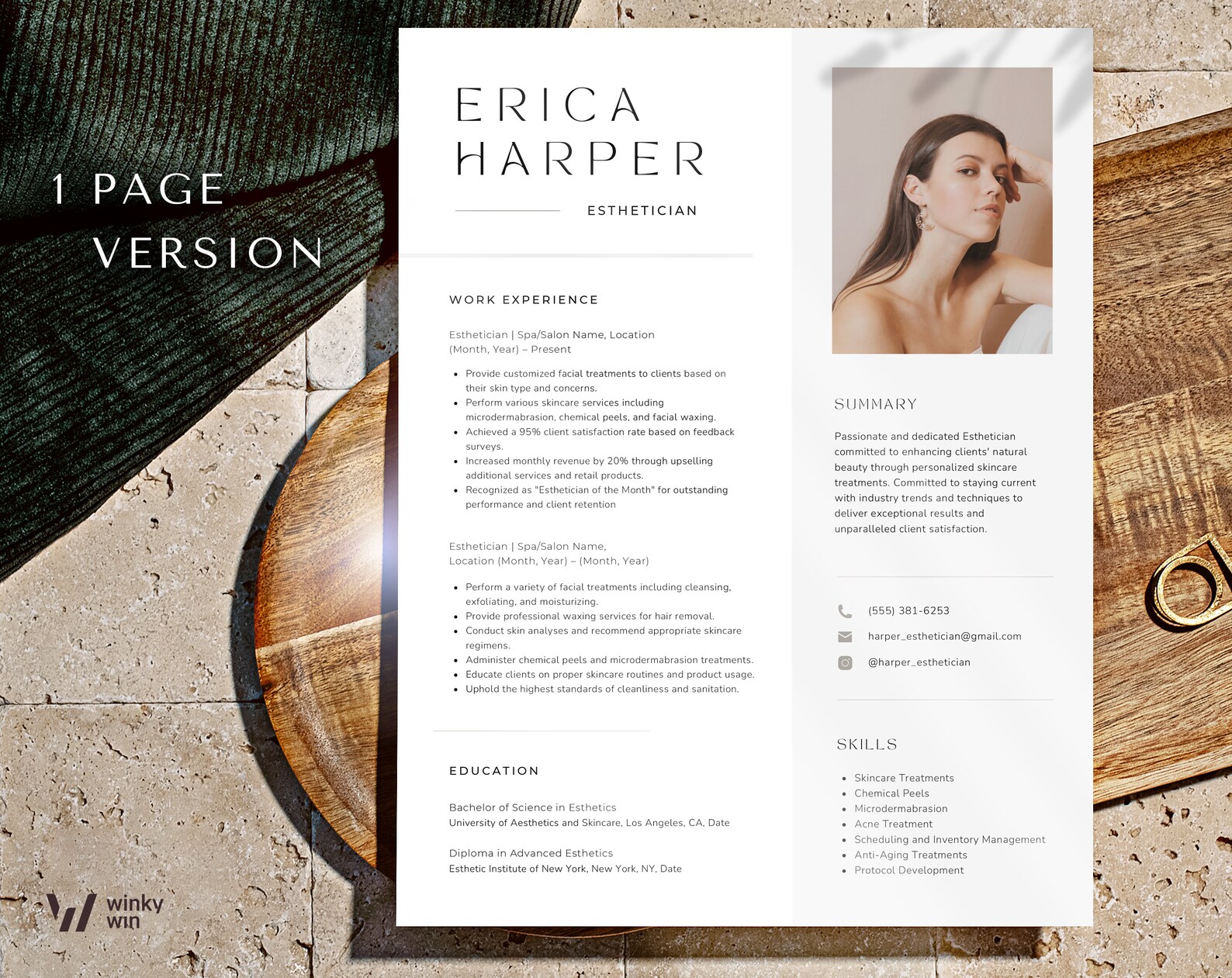 Esthetician Resume Example, Minimalist Beauty Resume Template for ...
