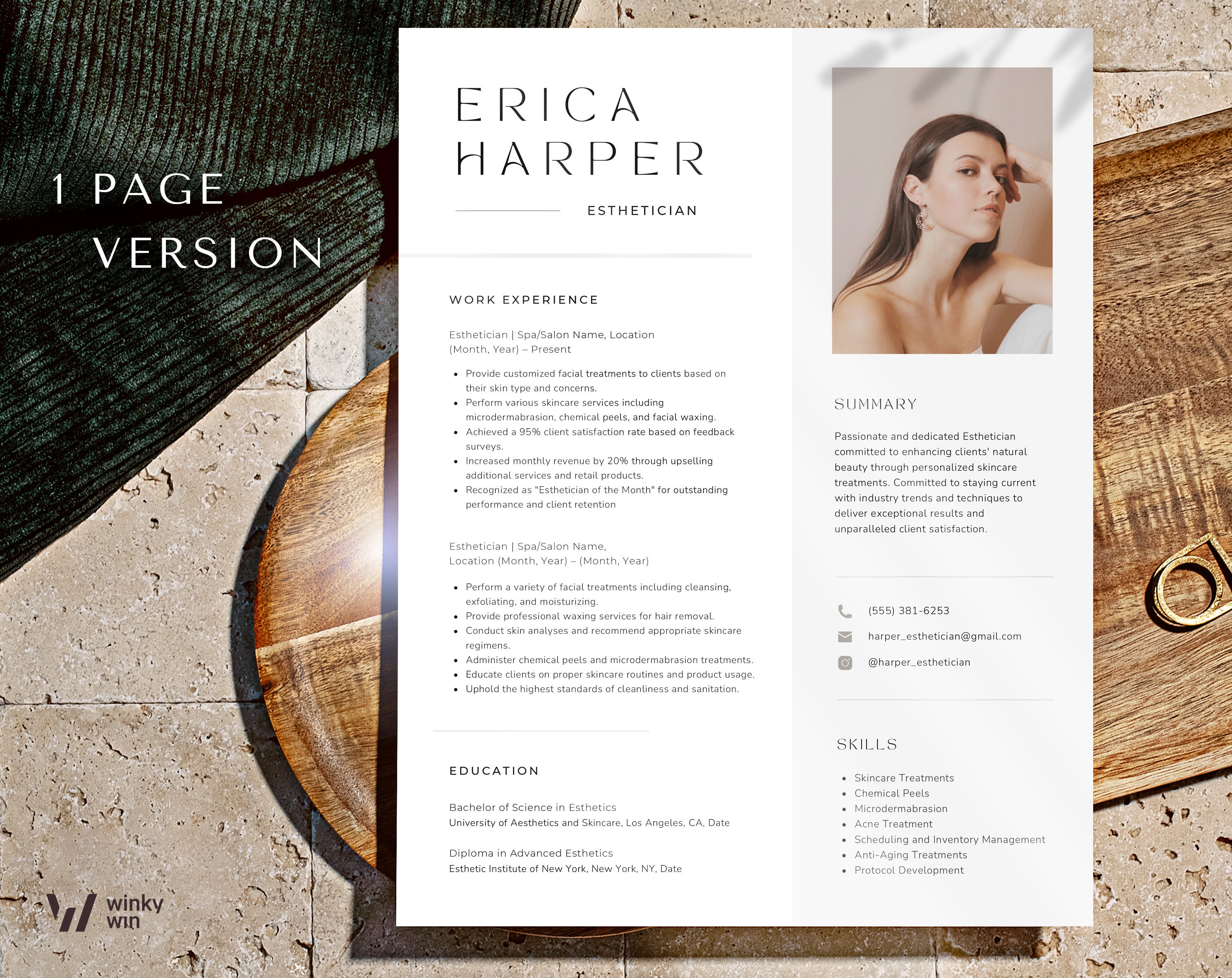 Esthetician Resume Example, Minimalist Beauty Resume Template for ...