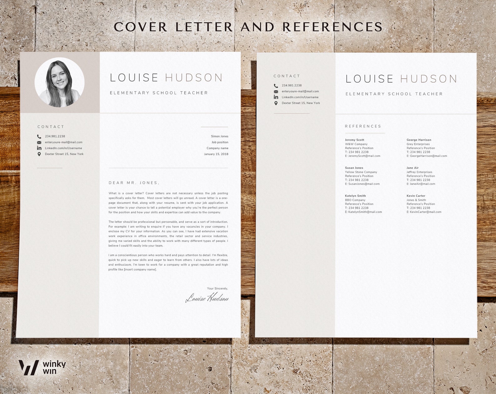 Beige Teacher Resume With Photo Google Docs Resume Template - Etsy