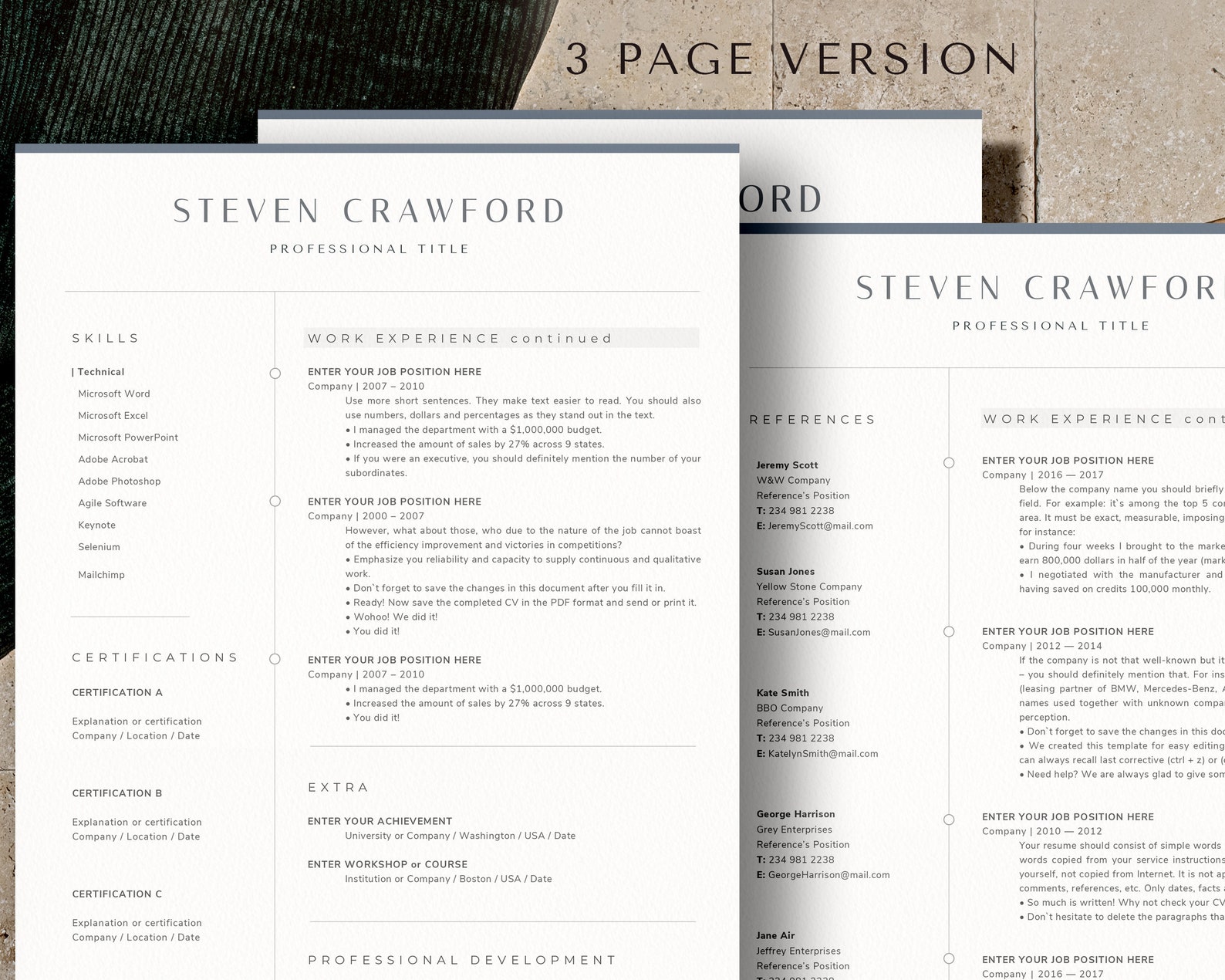 Curriculum Vitae Template, Executive Resume Template, Cv Template Word ...