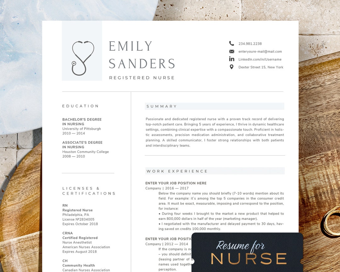 Nursing Resume Template, Registered Nurse Resume Template RN, LPN, CNA ...