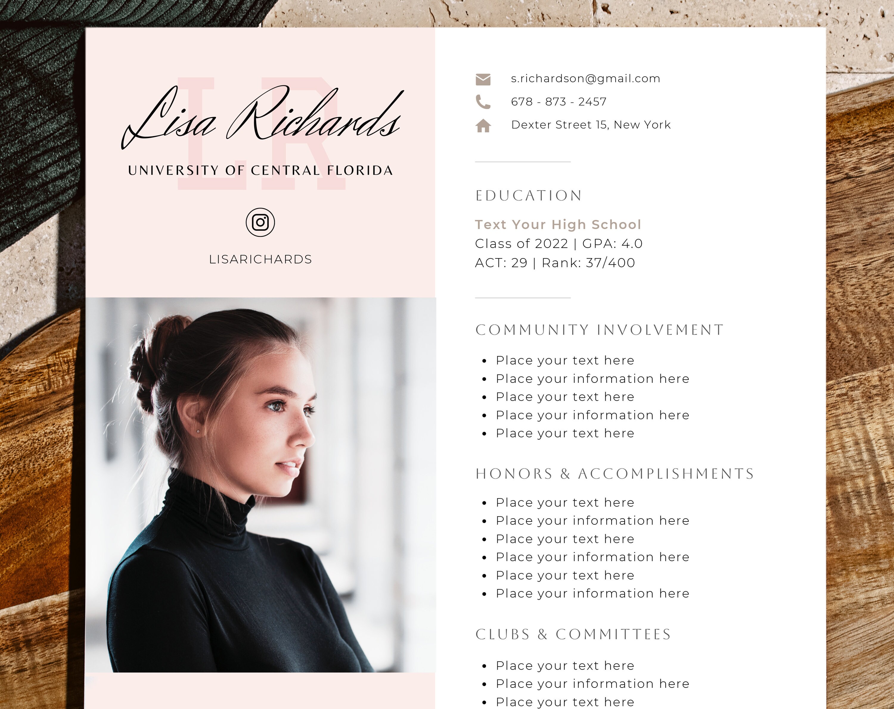 Sorority Resume Template, Sorority Rush Resume With Photo, Modern ...