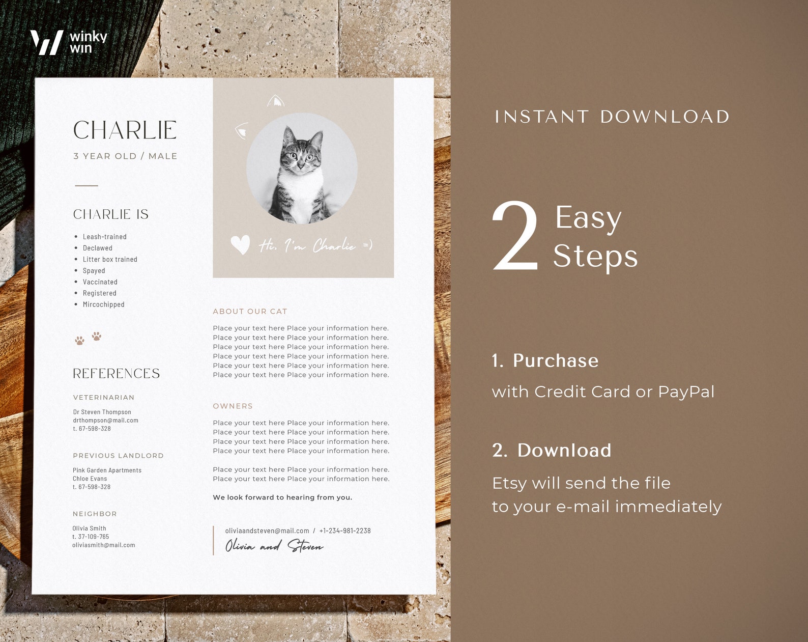 Cat Resume for Rental Writing Cat Bios Cat Adoption Ads Cat - Etsy