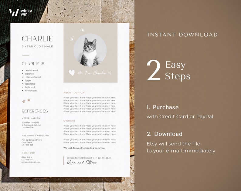 Cat Resume for Rental Writing Cat Bios Cat Adoption Ads Cat - Etsy
