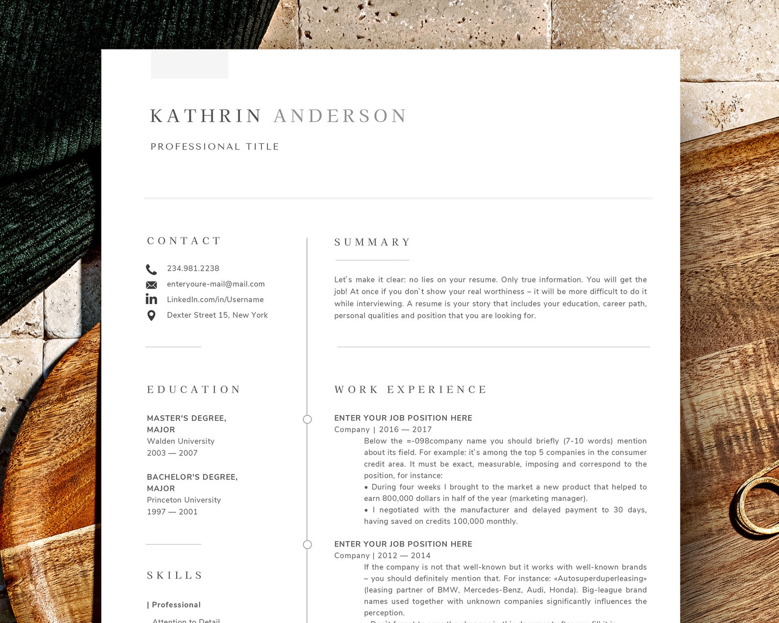 Easy to Edit Professional Resume Template, User Friendly Resume Designs ...