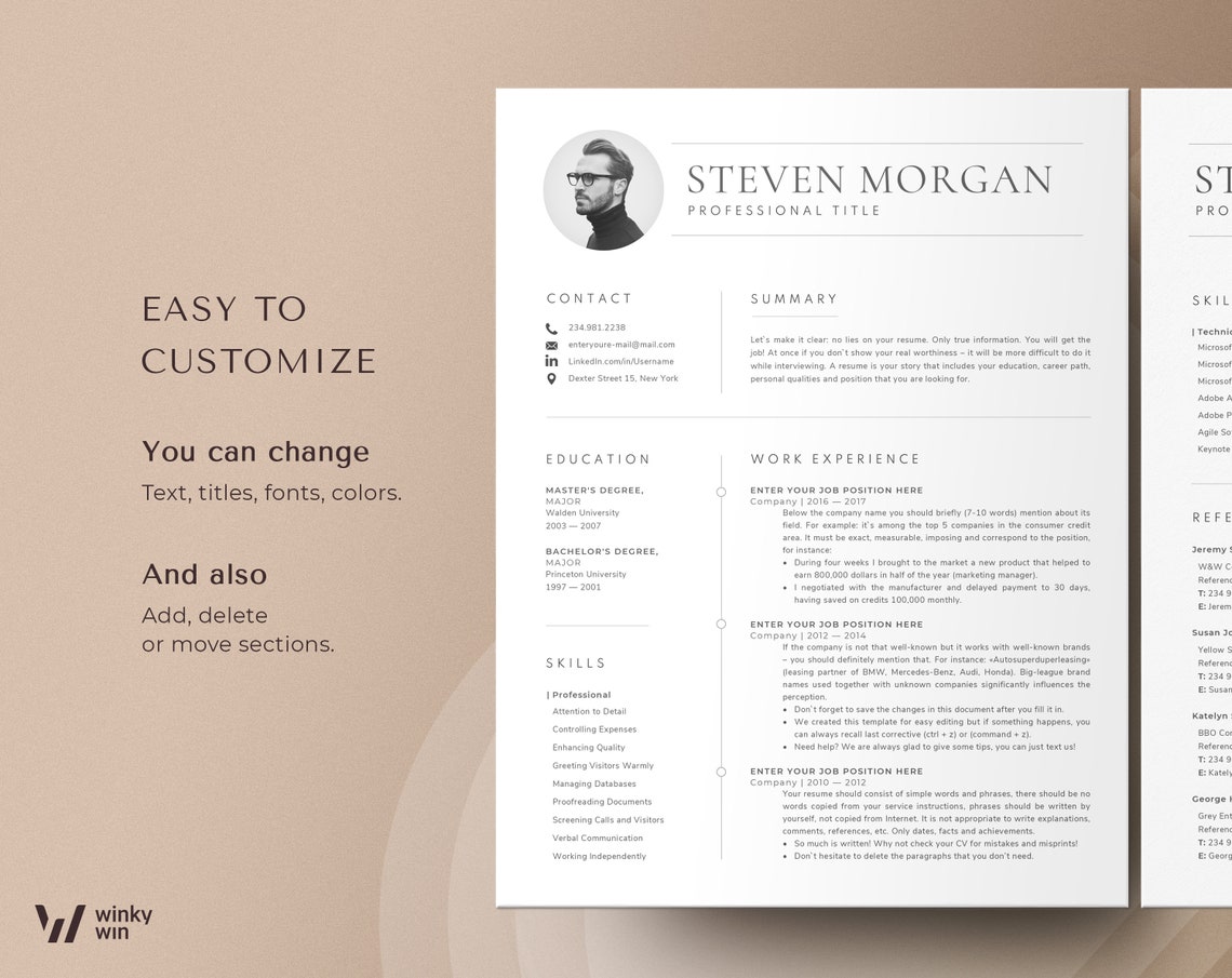 Chief Executive Officer Resume Template Cv Template in Word - Etsy