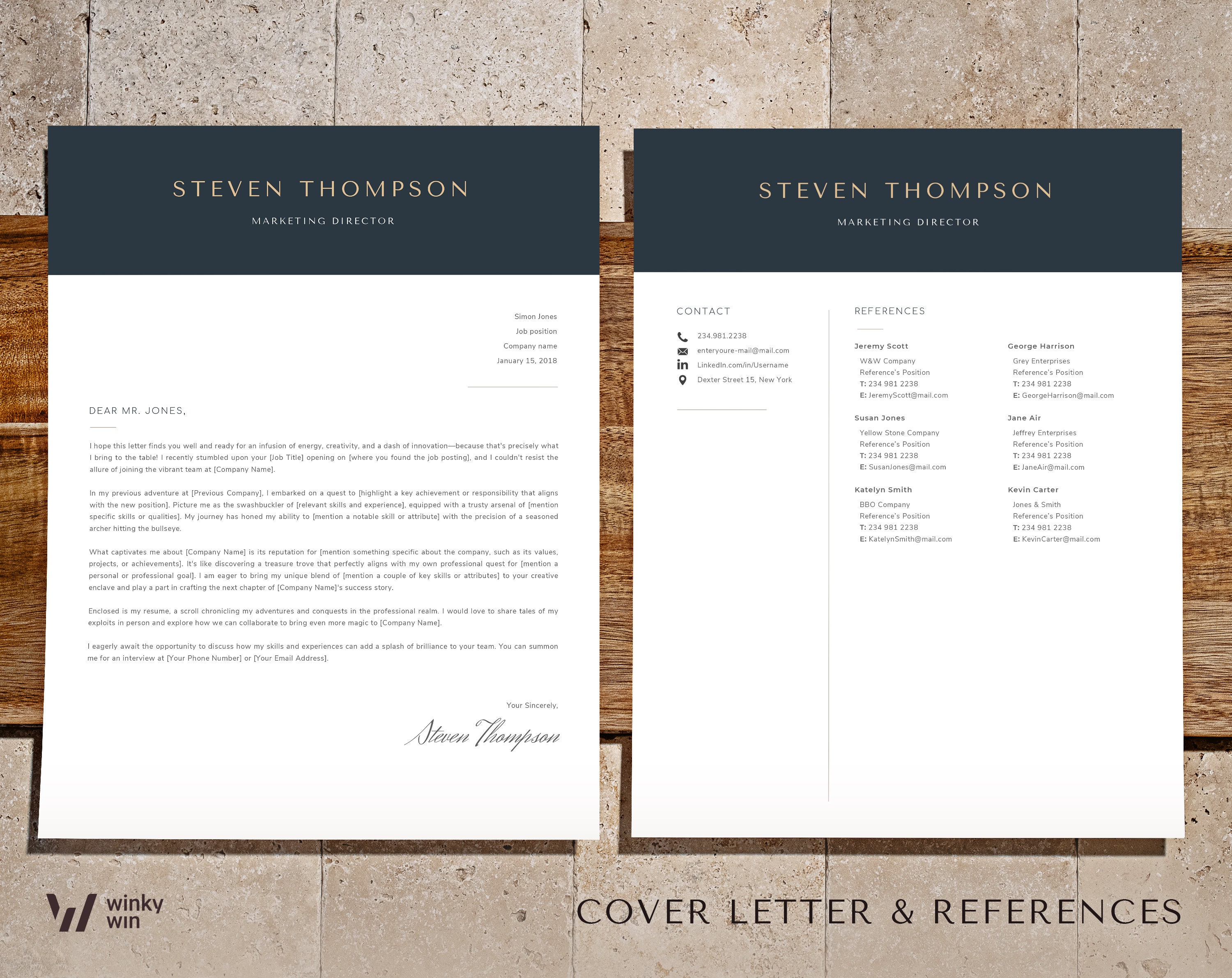 Resume 2024, Gold and Blue Resume Template and Cover Letter, Mac Pages ...