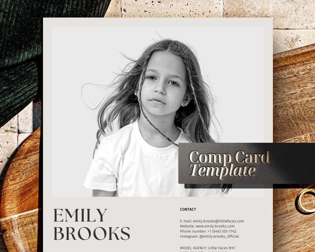 Child Model Comp Card Template Canva, Kids Modeling Portfolio - Child ...