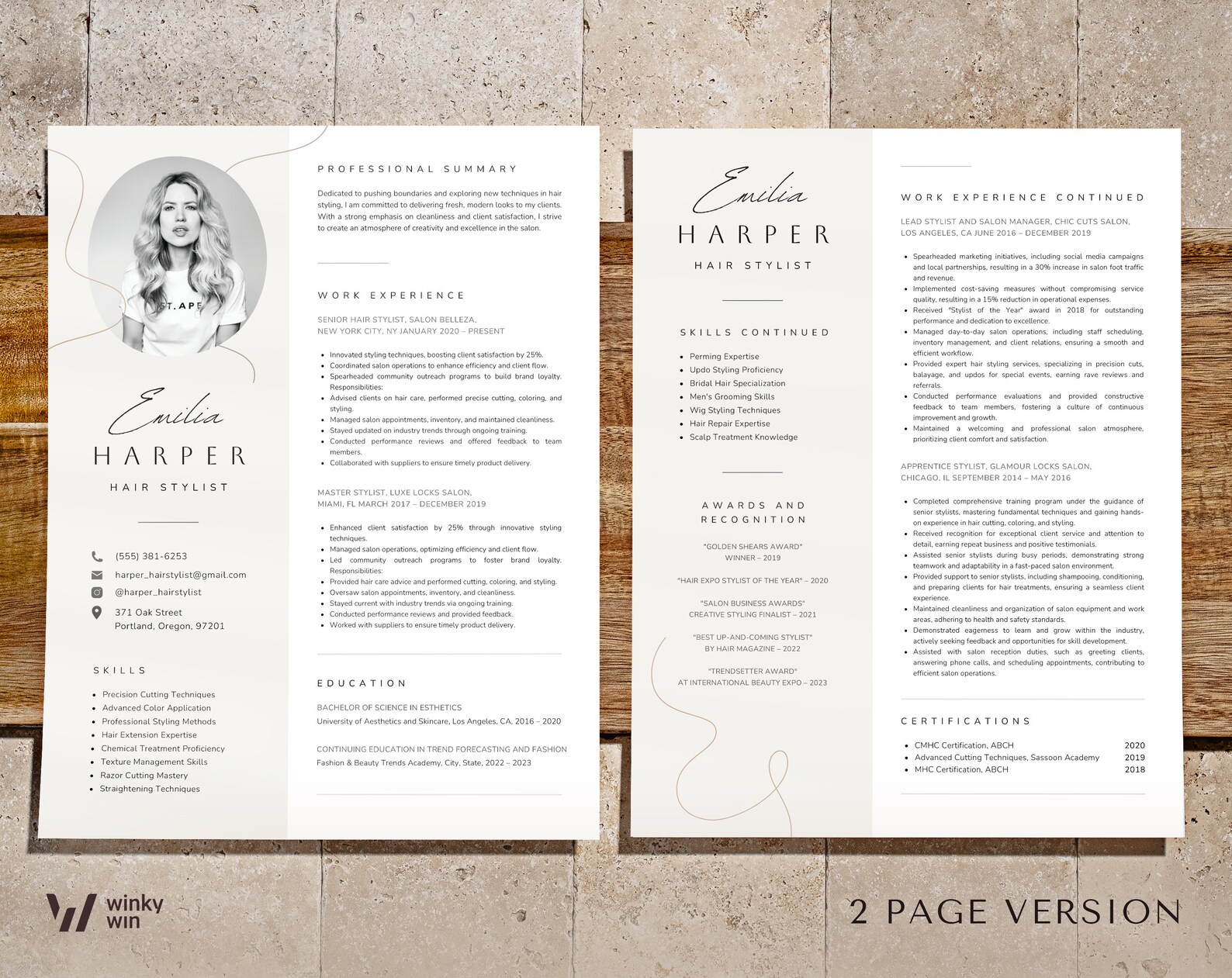 Hair Stylist Resume CV Template for Hairstylist, Hair Colorist Resume ...