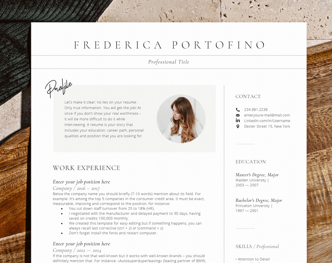 Creative Resume Template Cv Template Instant Download - Etsy