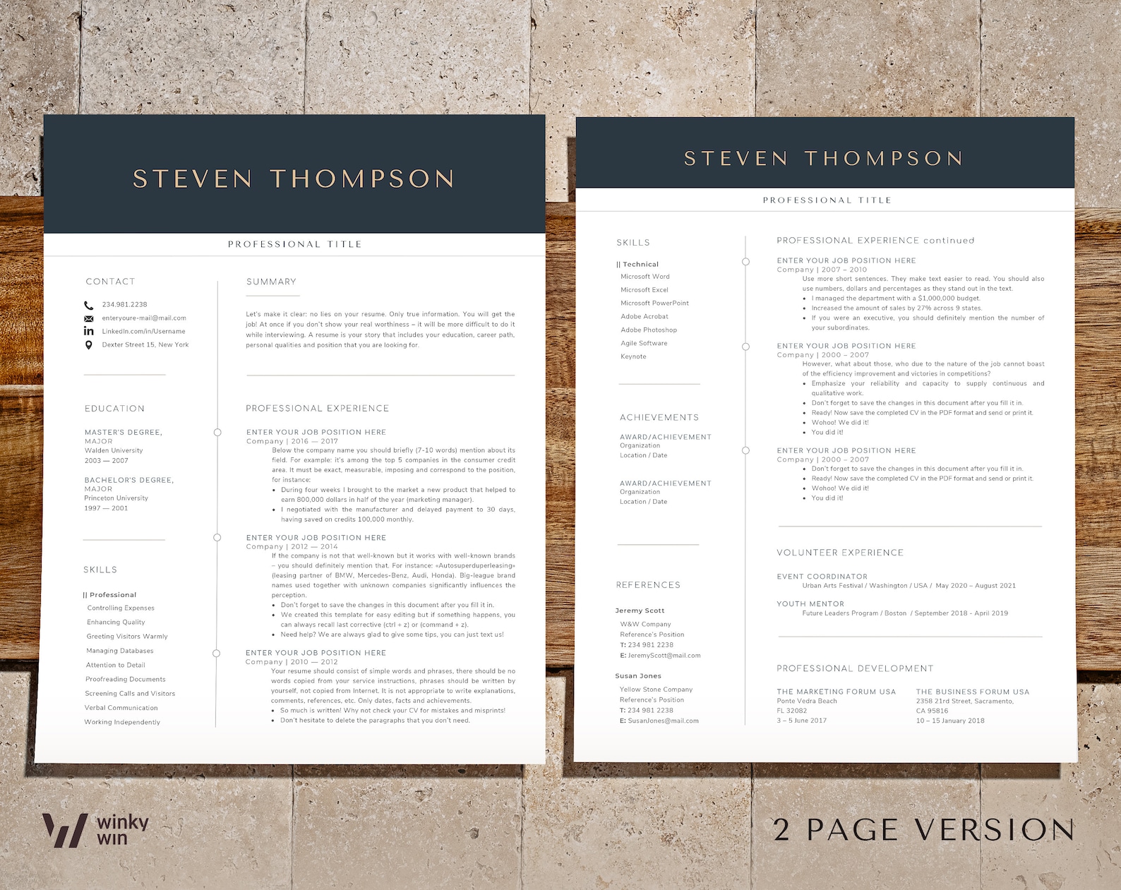 Resume 2025, Gold and Blue Resume Template and Cover Letter, Mac Pages ...