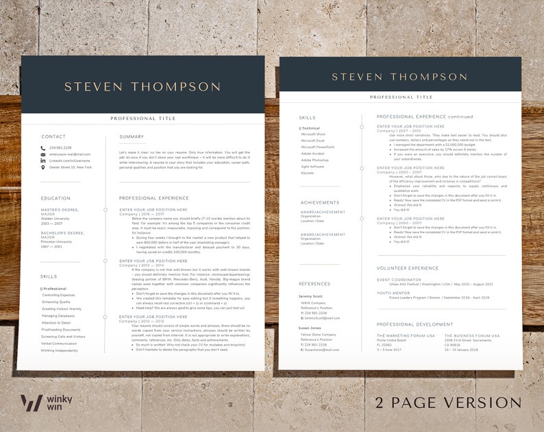 Resume 2024, Gold and Blue Resume Template and Cover Letter, Mac Pages ...