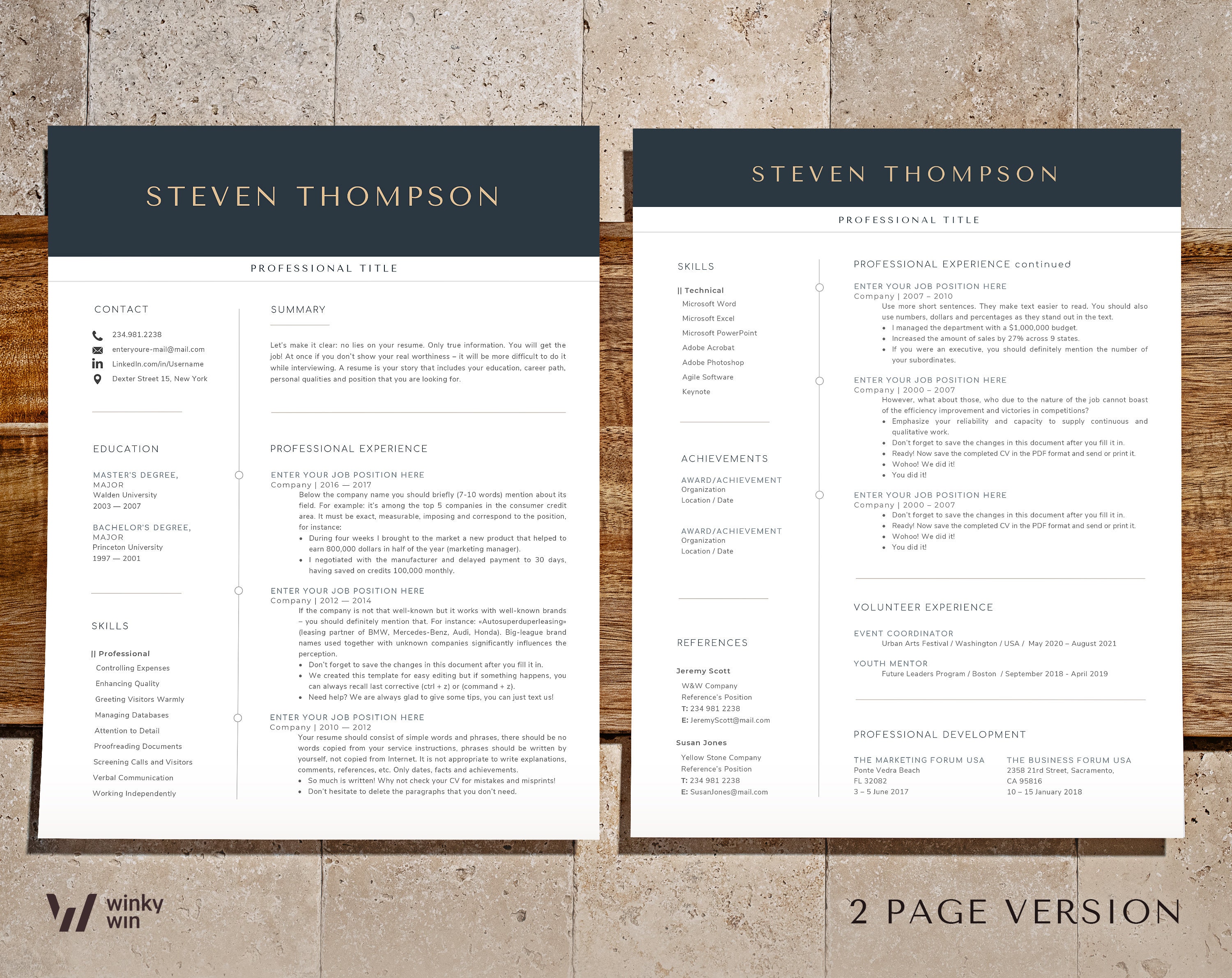 Resume 2025, Gold and Blue Resume Template and Cover Letter, Mac Pages ...