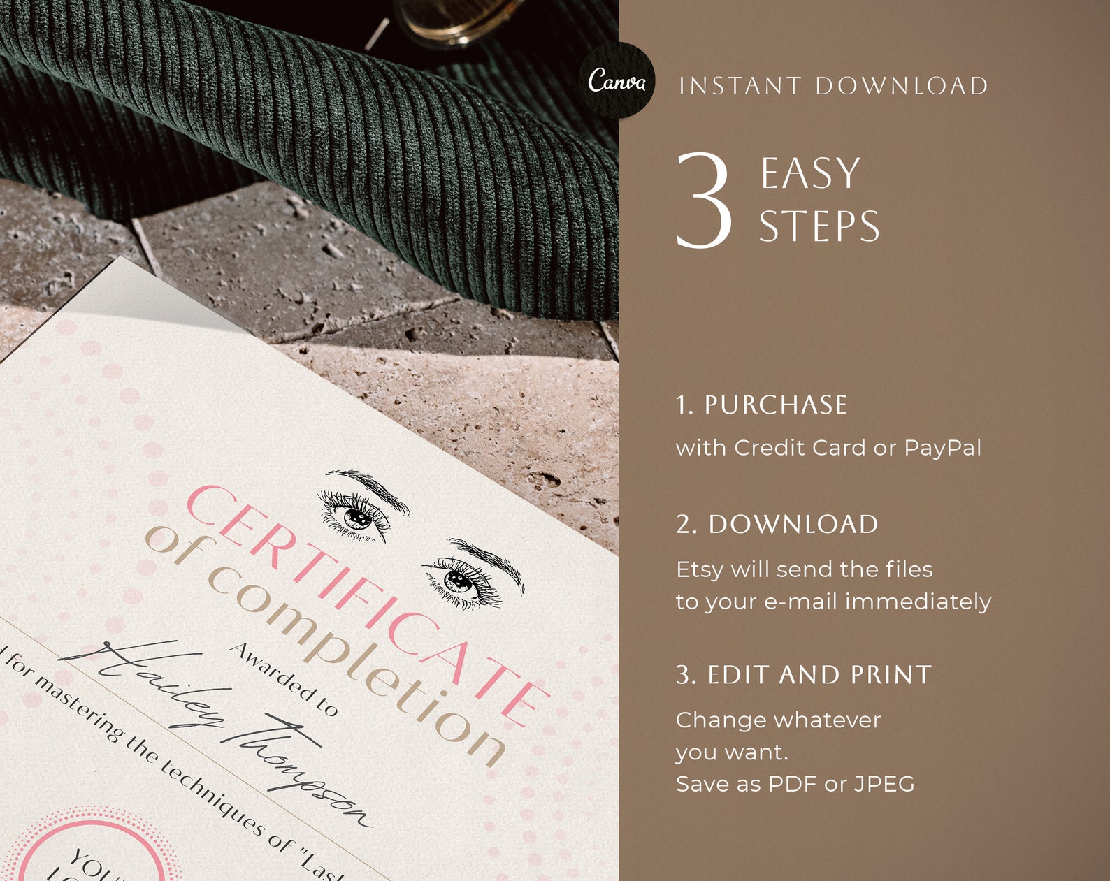 Lash Certificate of Completion Template Canva, Lash Course Award Brow ...