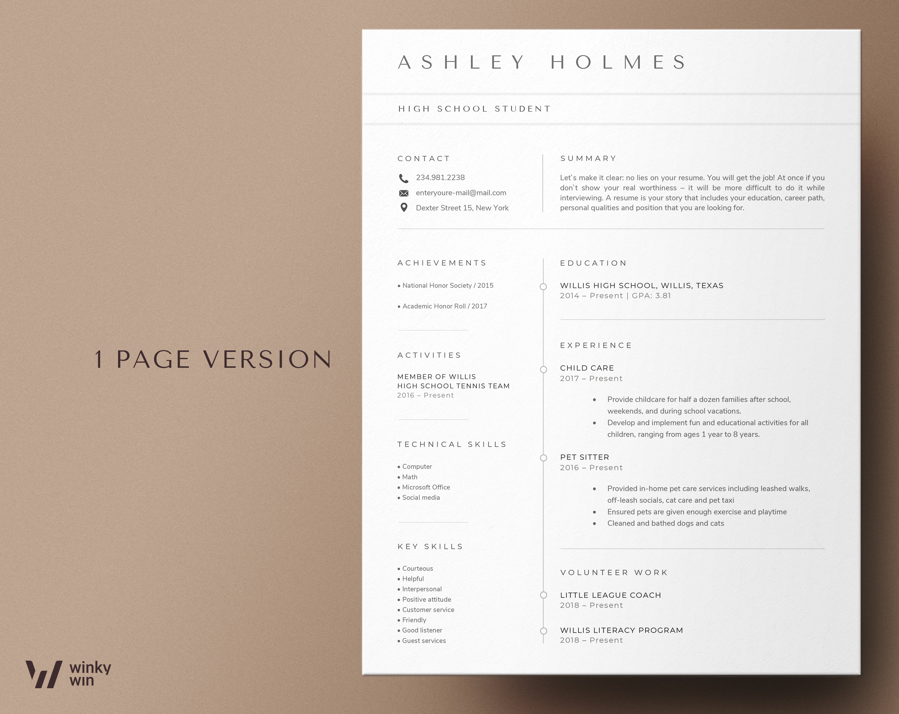 Collage Resume Template Student High School Student Resume | Etsy