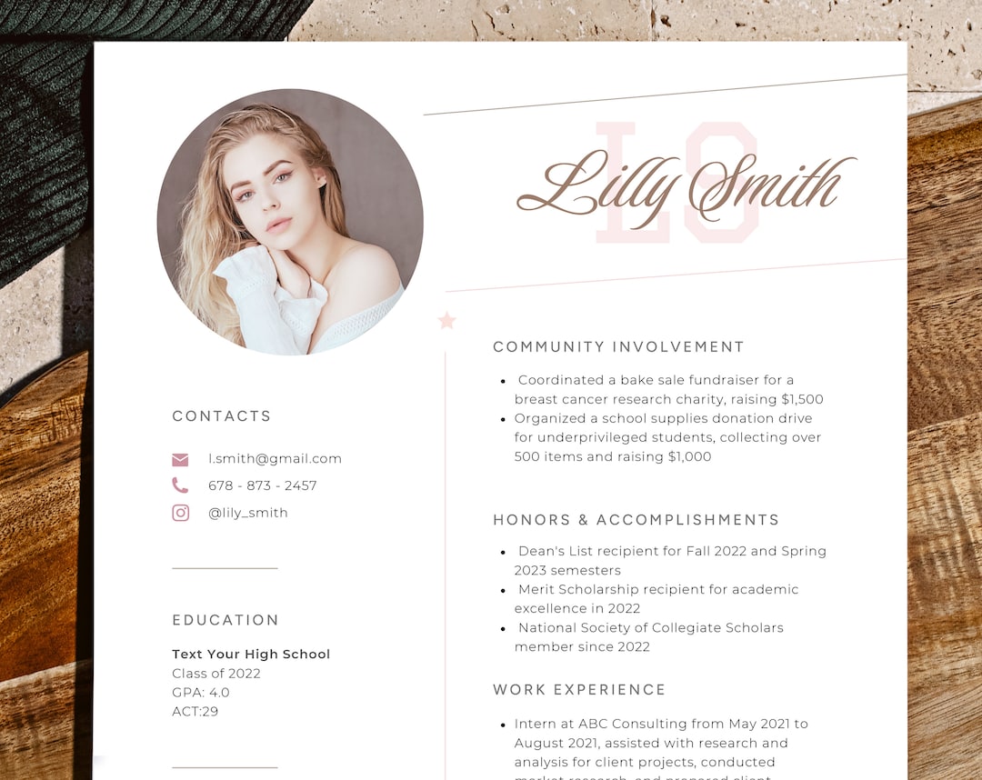 Monogrammed Sorority Resume Template, Rush Resume With Monogram ...