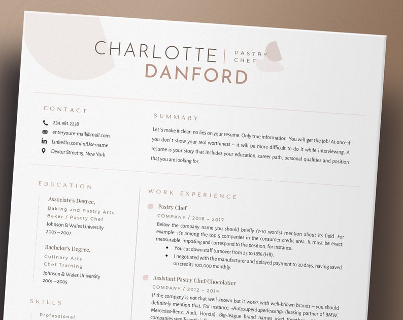 Modèle de CV de chef pâtissier, pâtissier, pâtissier, Konditor, modèle ...