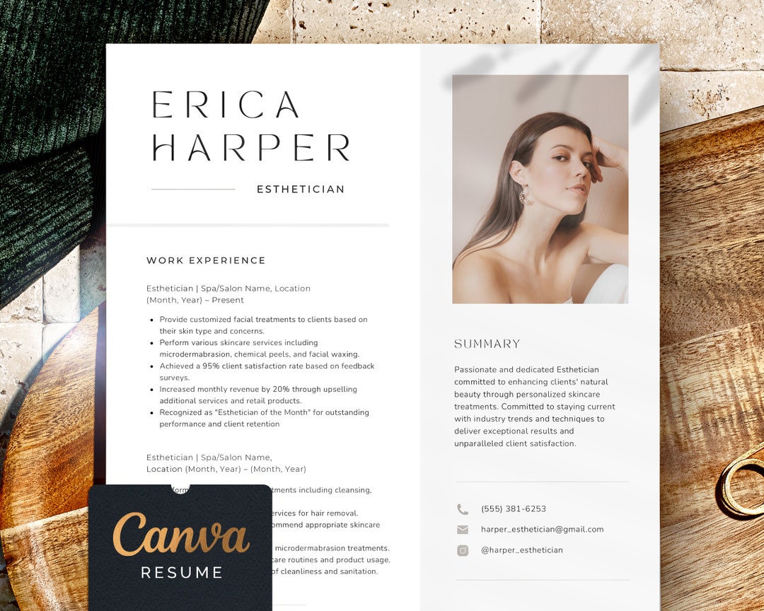 Esthetician Resume Example, Minimalist Beauty Resume Template for ...