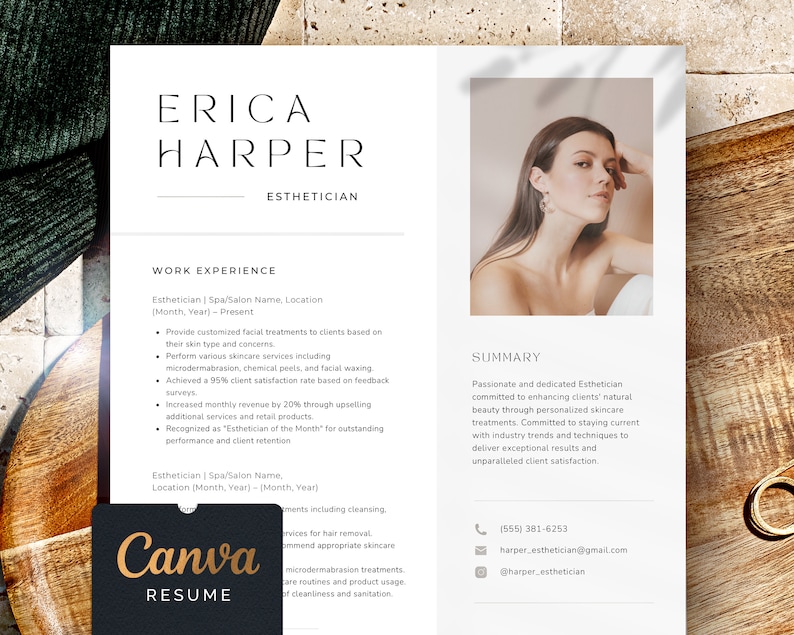 Esthetician Resume Example, Minimalist Beauty Resume Template for ...