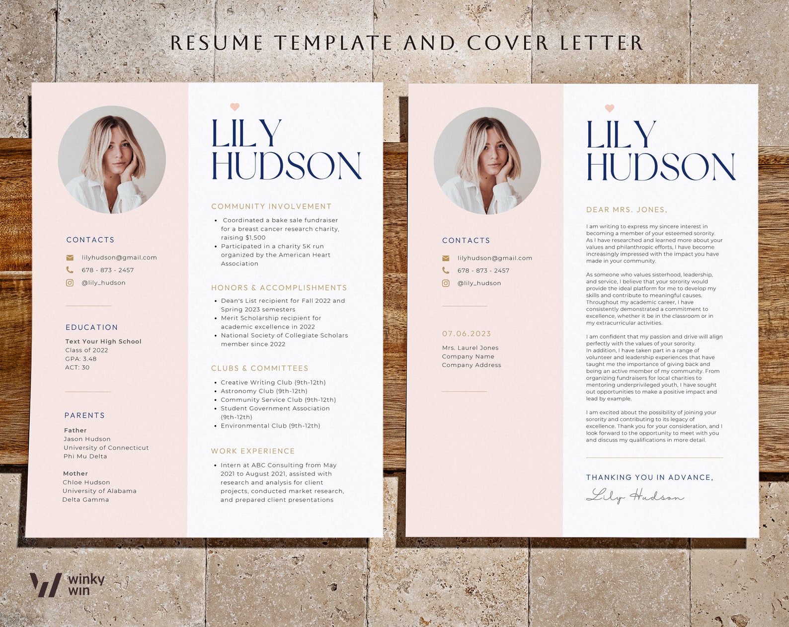 Sorority Rush Resume Template, Perfect for Any Sorority, Any Rose and ...