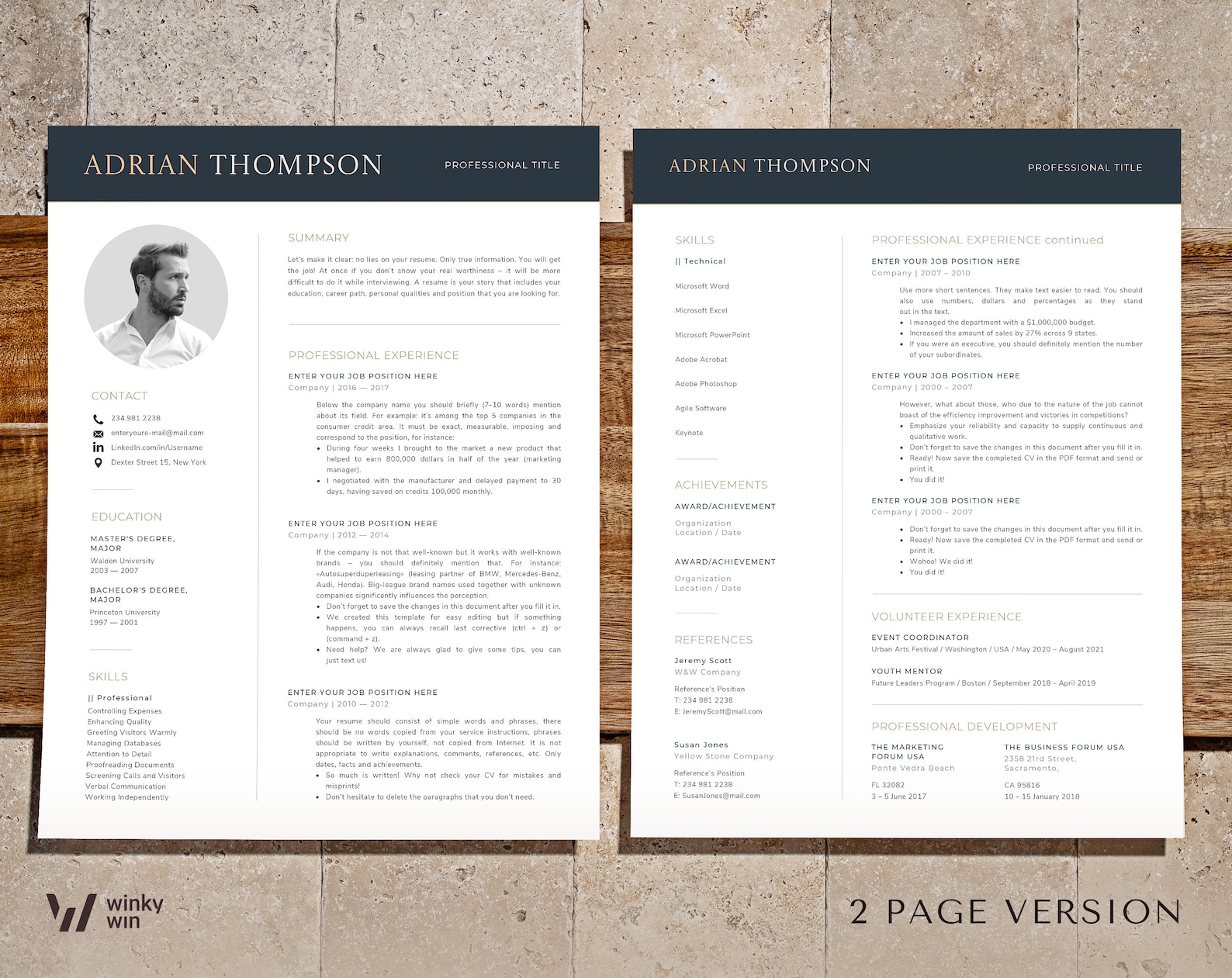Men's Resume Template male Cv Template, Minimalist Curriculum Vitae ...