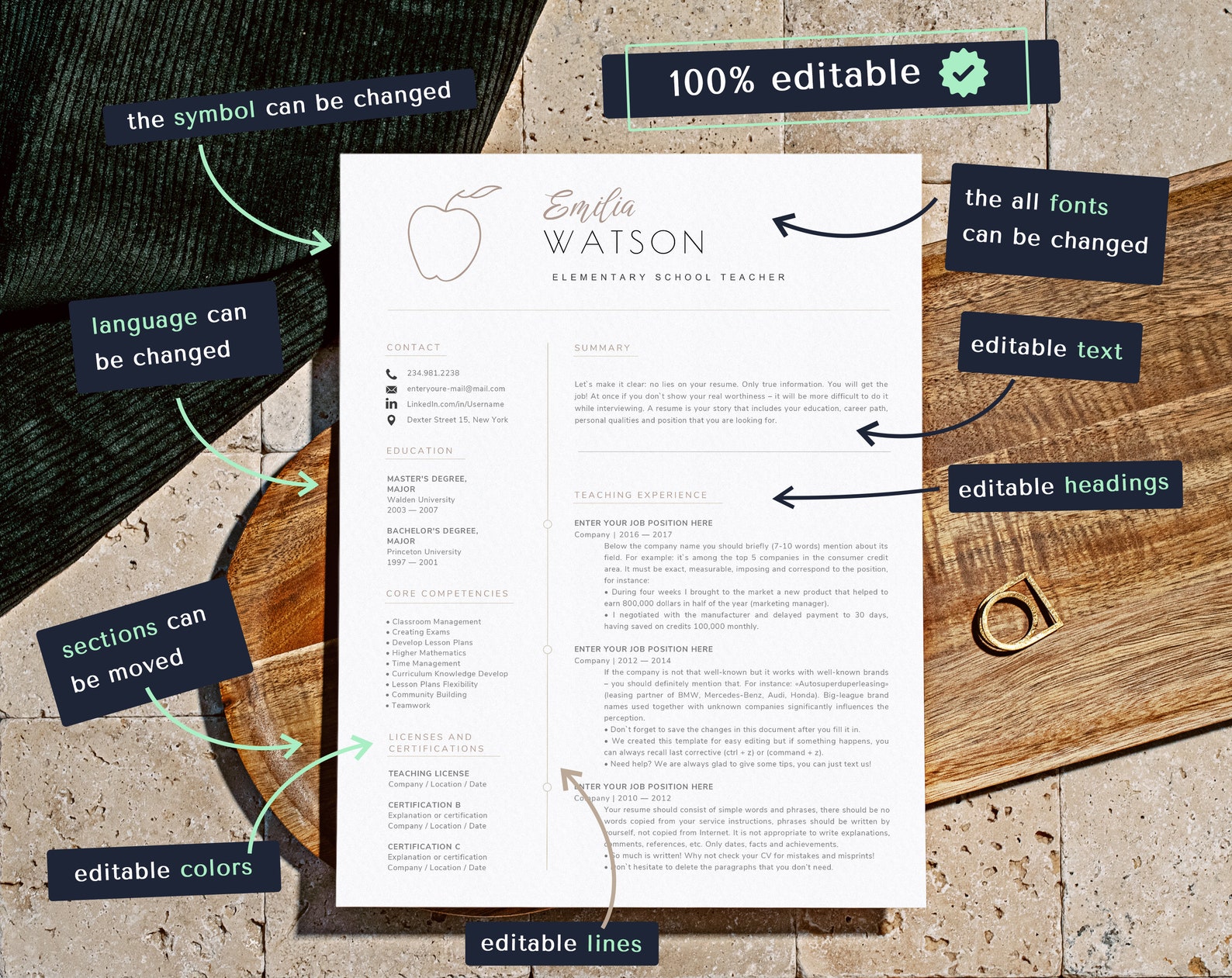 Teacher Resume Template Google Docs, Word & Pages, Teaching Resume Word ...