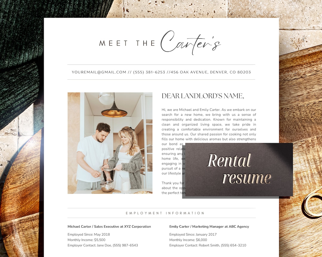 Rental Cover Letter | Resume for Tenant, Rental Application CV ...