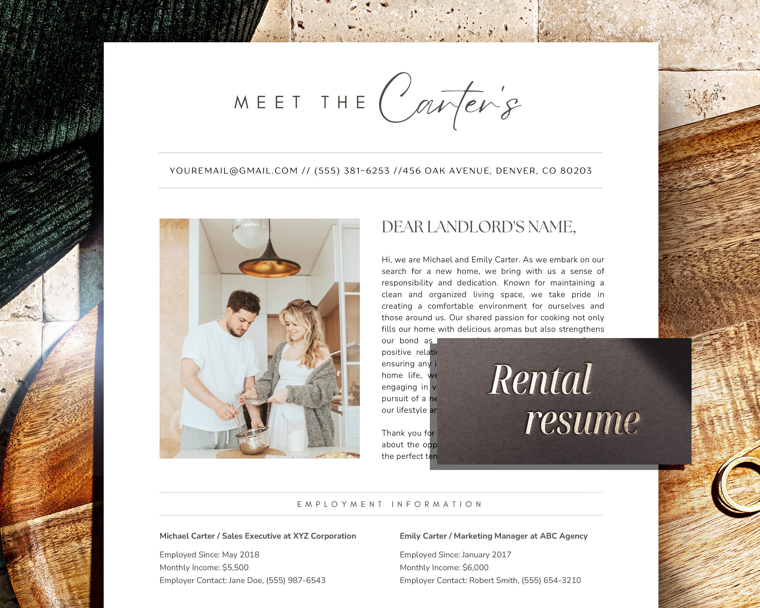 Rental Cover Letter | Resume for Tenant, Rental Application CV ...