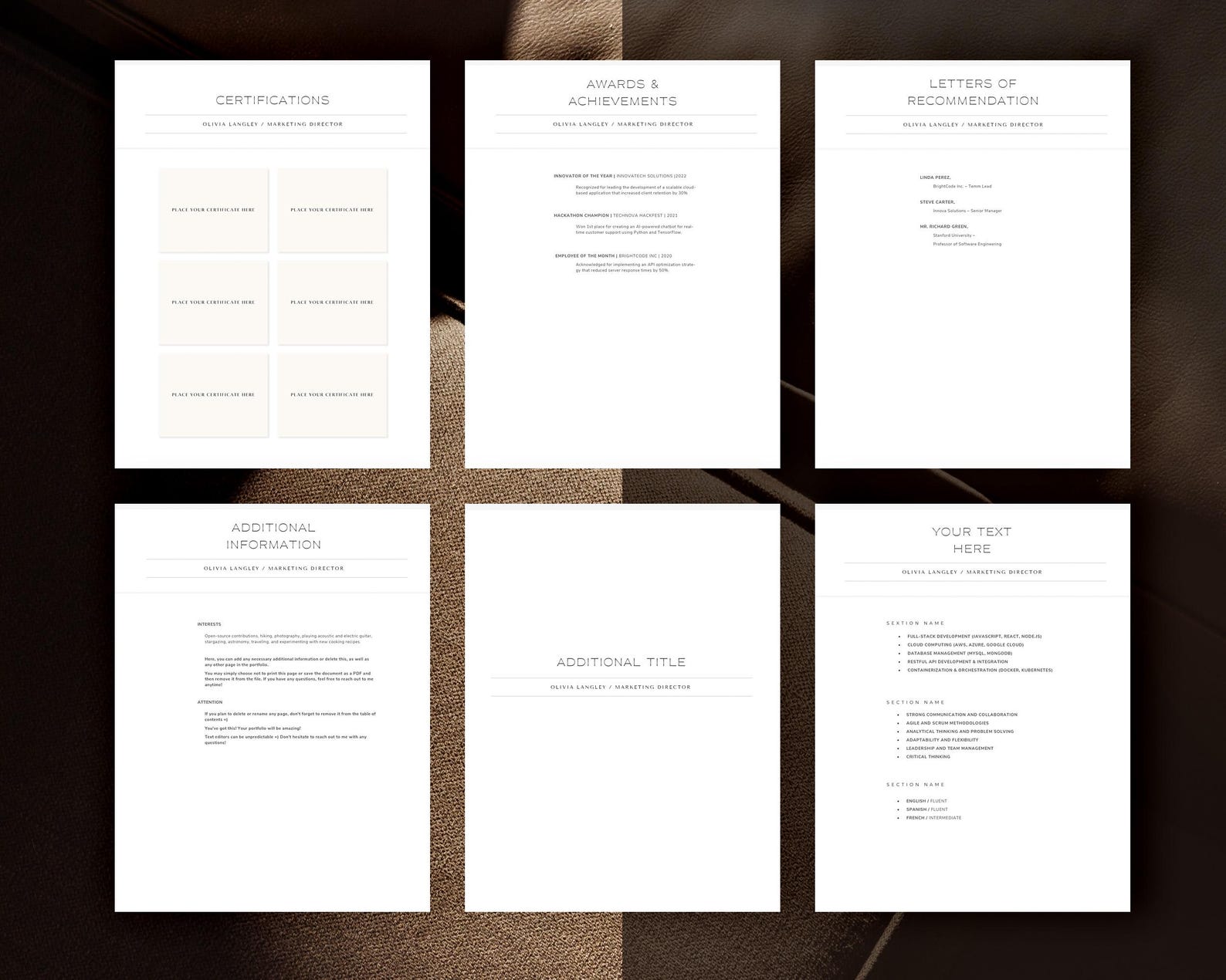 Modern Portfolio Template, Professional Portfolio Layout, Marketing ...