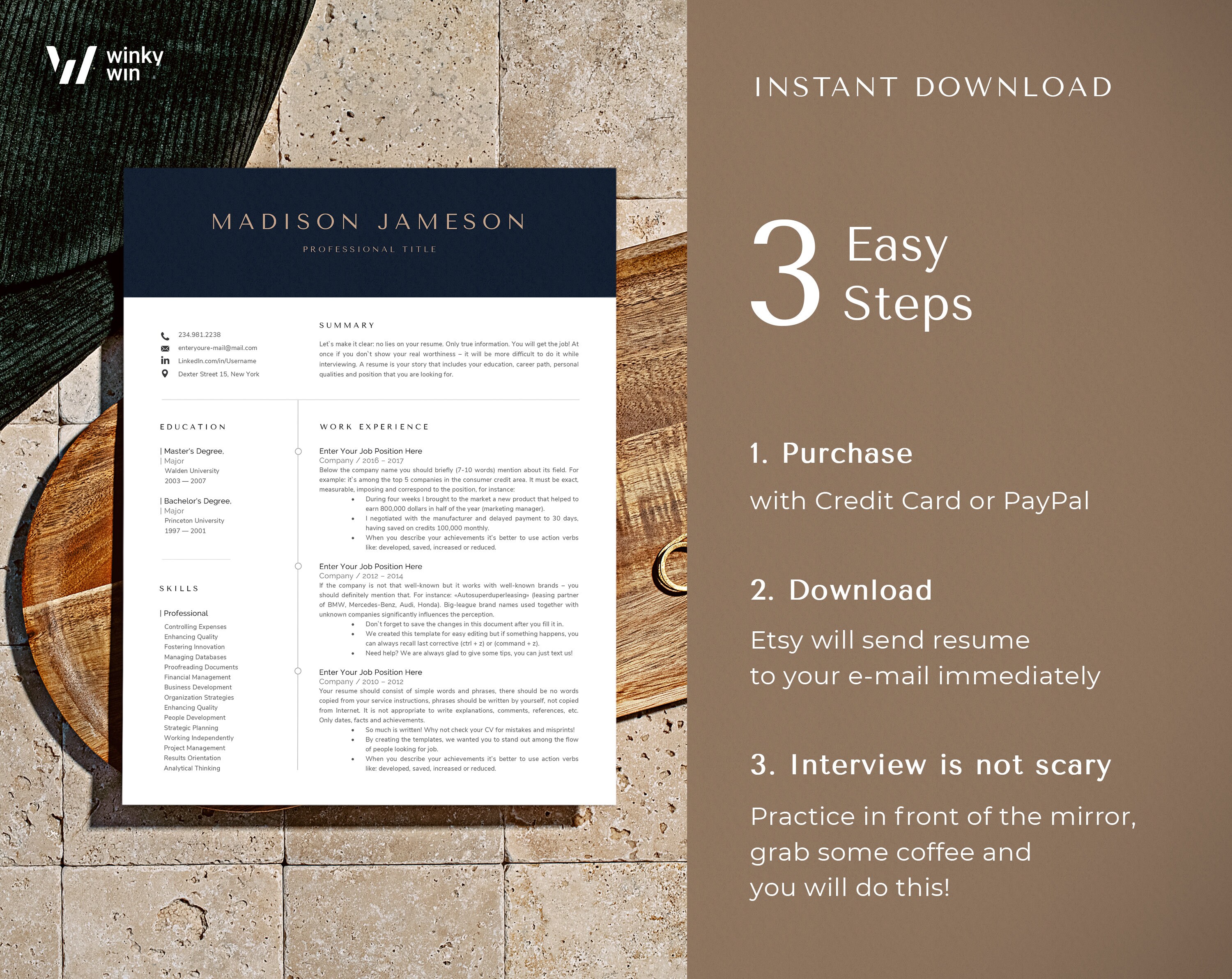 Gold Resume Template, Conservative and Strong Cv Template Format ...